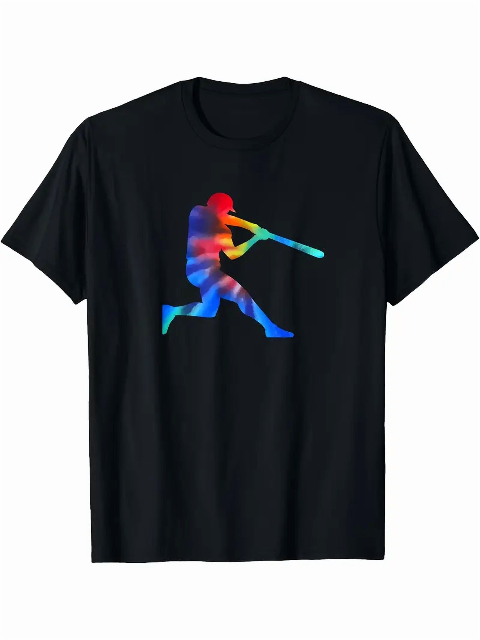 100% cotton tshirts men tee Tie Dye Baseball Batter Hitter Retro Player ...