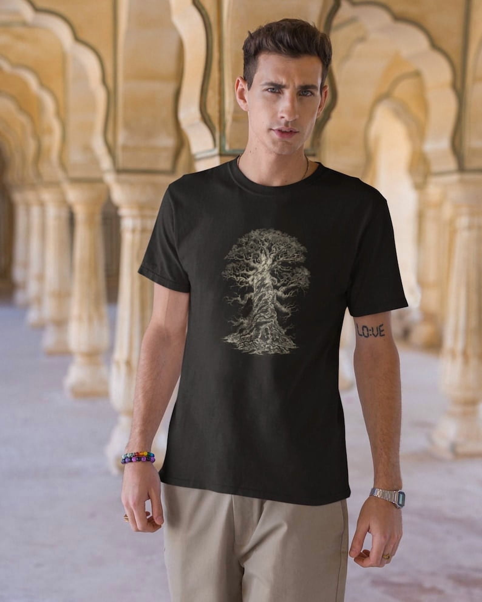 100% cotton tshirts men tee Tree Men's T-shirt Nature Graphic Shirt Man ...