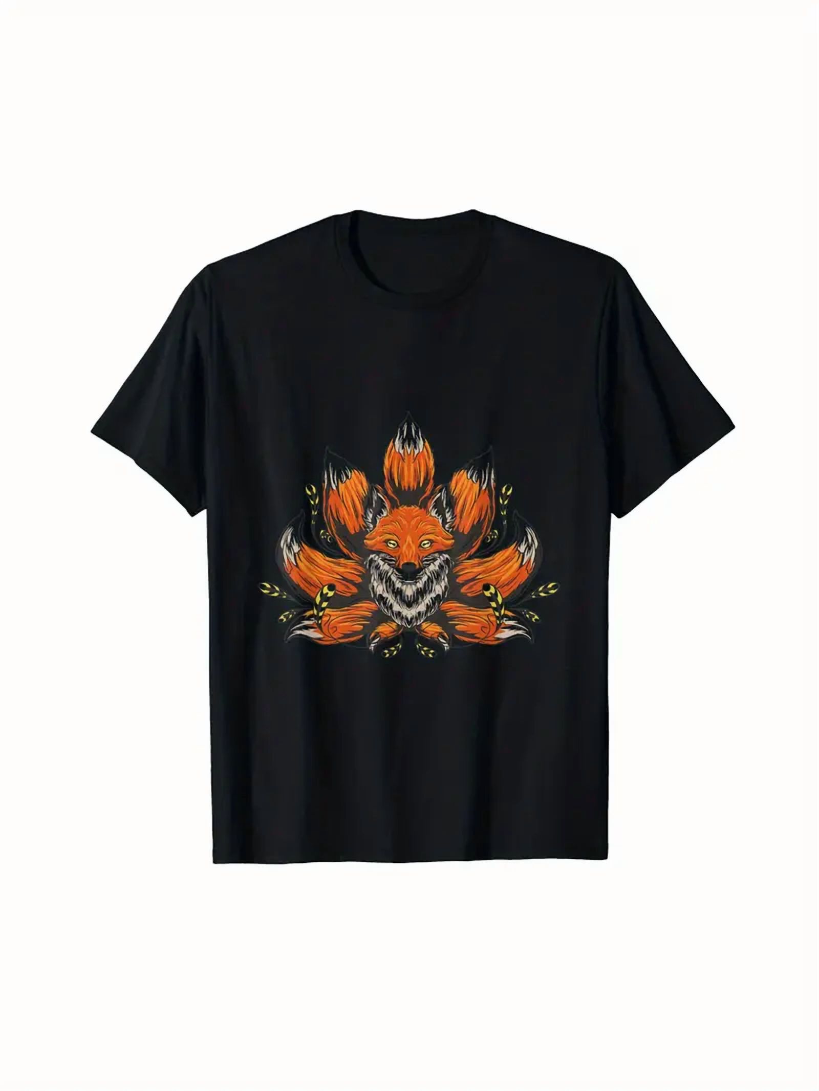 100% cotton tshirts men tee Trippy Tails Fox Psychedelic Wildlife Art ...