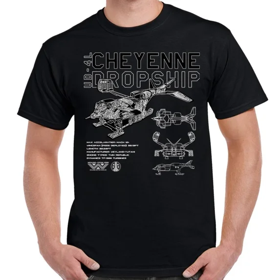 100% cotton tshirts men tee UD-4L Cheyenne Dropship Schematic Adult T ...