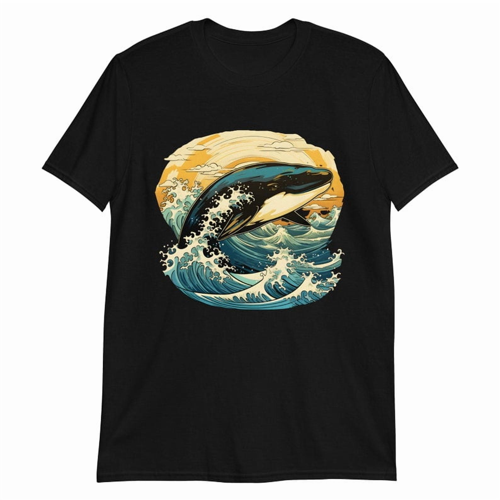 100% cotton tshirts men tee Ukiyo-e Orca Japanese Wave Leap T-Shirt - Walmart.com