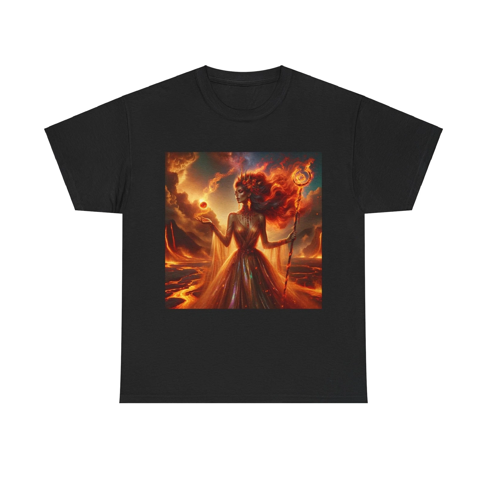 100% cotton tshirts men tee Unisex Adult T Shirt Fiery Sorceress ...