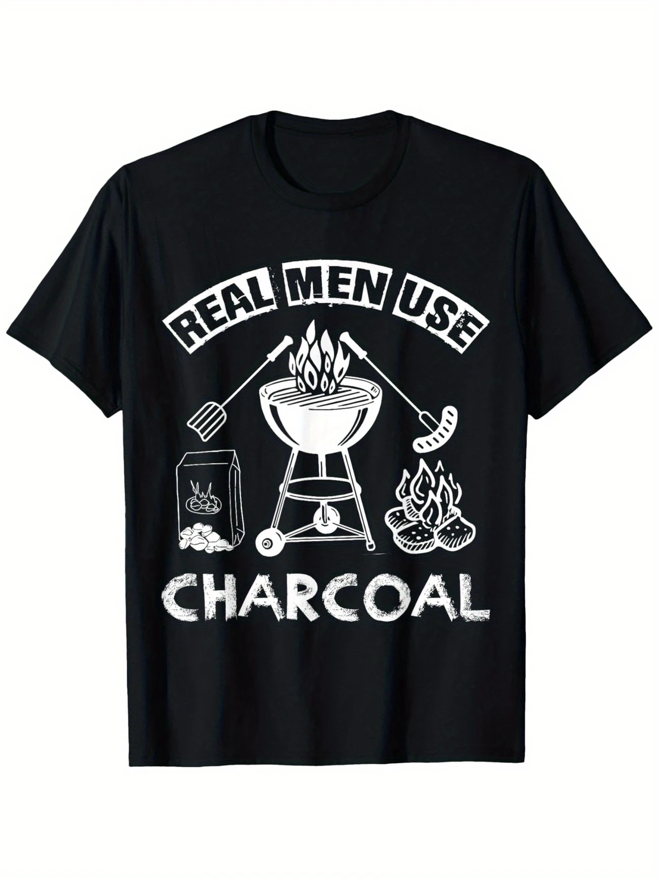 100% cotton tshirts men tee Unisex "Real Men Use Charcoal" BBQ Graphic T-Shirt | , Cotton ...