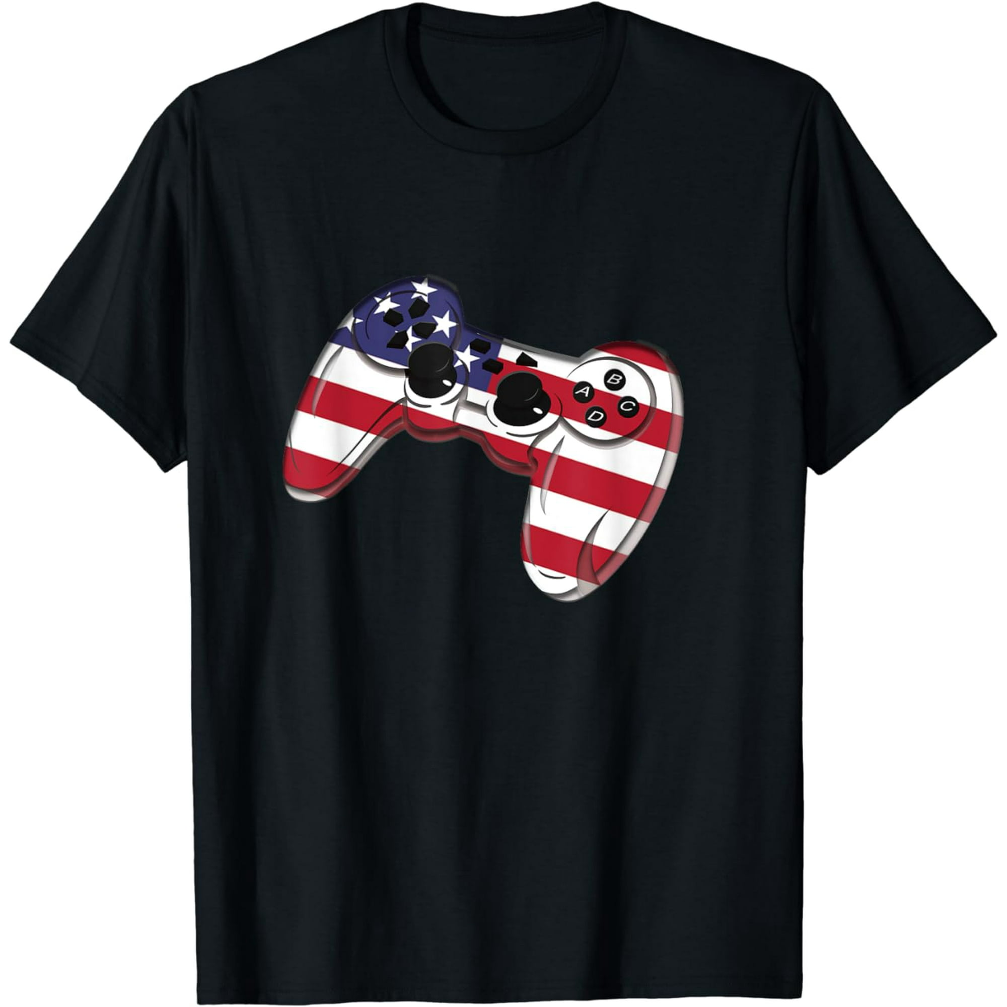 100% cotton tshirts men tee Video Game 4th of July controller American ...