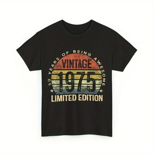100% cotton tshirts men tee Vintage 1975 Limited Edition 50-Year-Old Gifts 50th Birthday T-Shirt ...