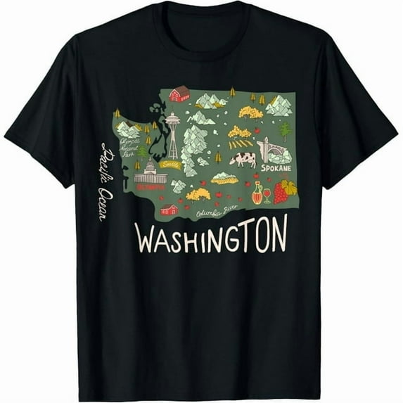 100% cotton tshirts men tee Vintage Washington Evergreen State Seattle ...