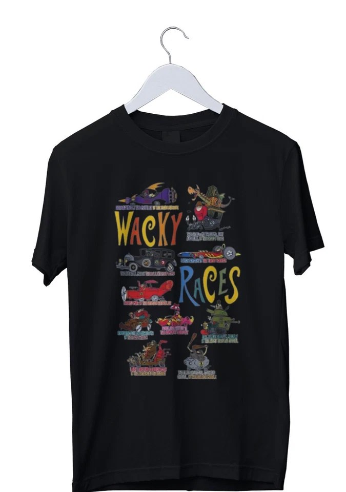 100% cotton tshirts men tee Wacky Races Characters And Vehicles T-Shirt ...