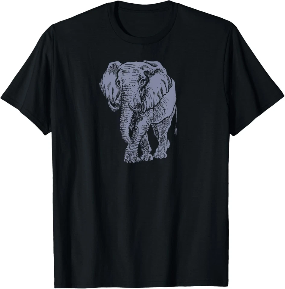 100% cotton tshirts men tee Walking Elephant - Blue Denim Colorway T ...