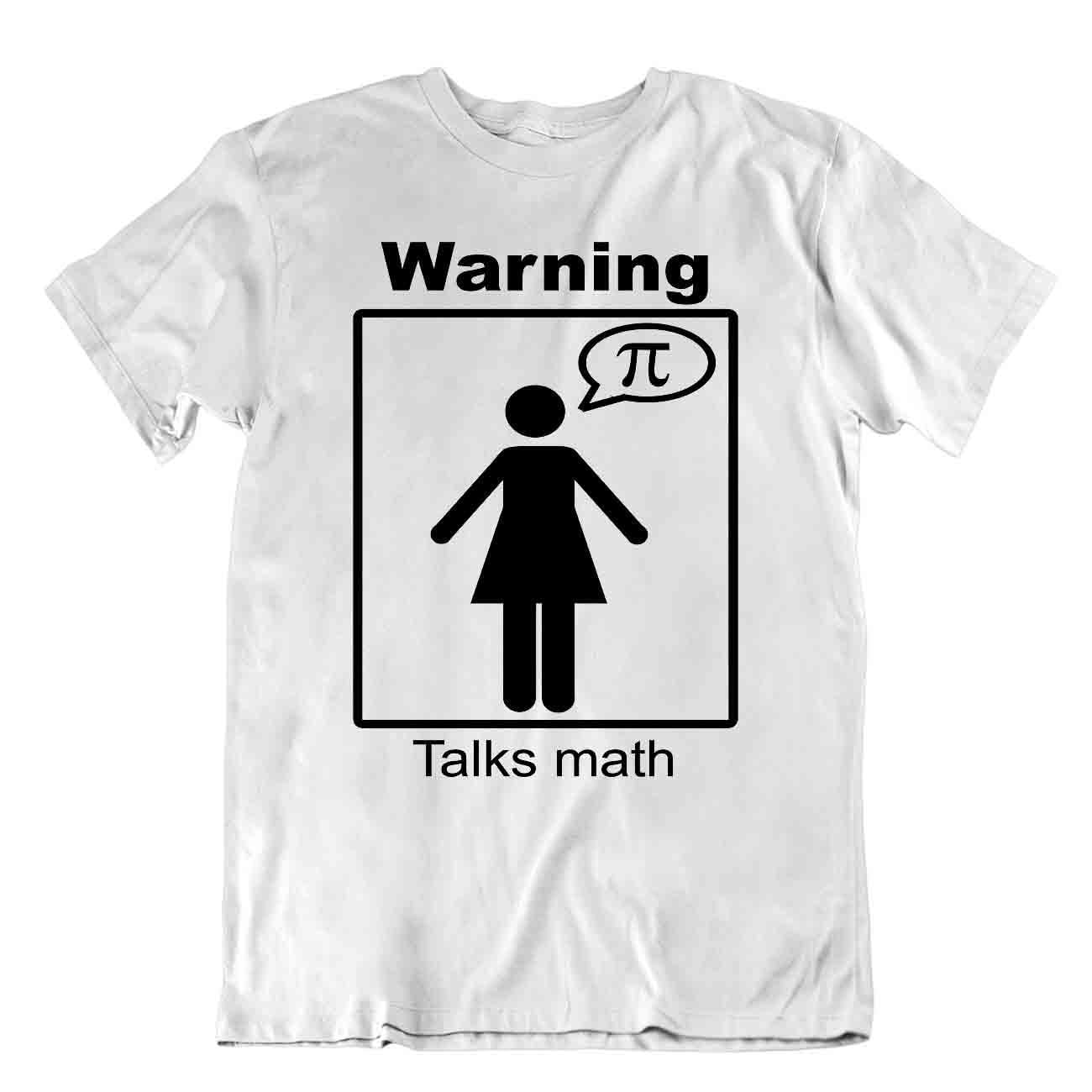 100% cotton tshirts men tee Warning Talks Math T-Shirt Tee Nerd Humor ...