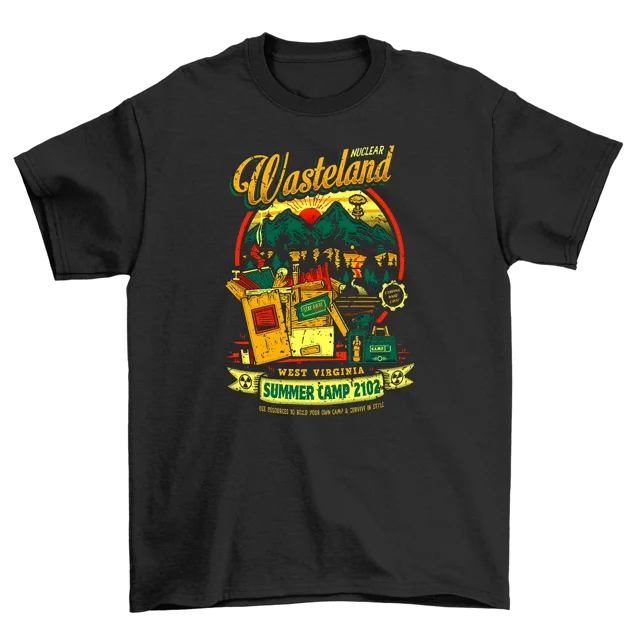 100% cotton tshirts men tee Wasteland Summer Camp T-shirt - A Post-Apocalyptic Laugh Riot! Funny ...