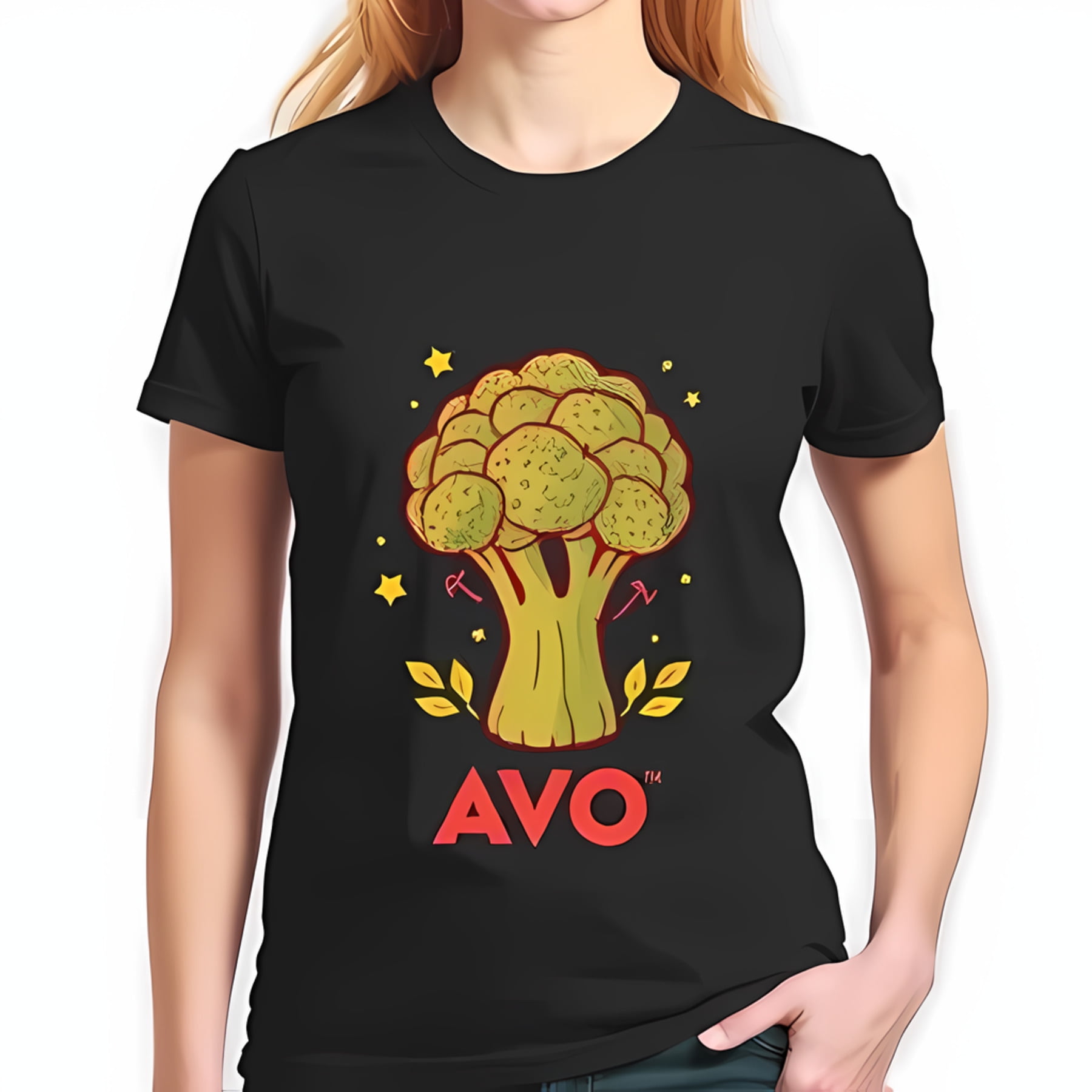 100% cotton tshirts men tee Whimsical Broccoli Tree Graphic Cotton ...