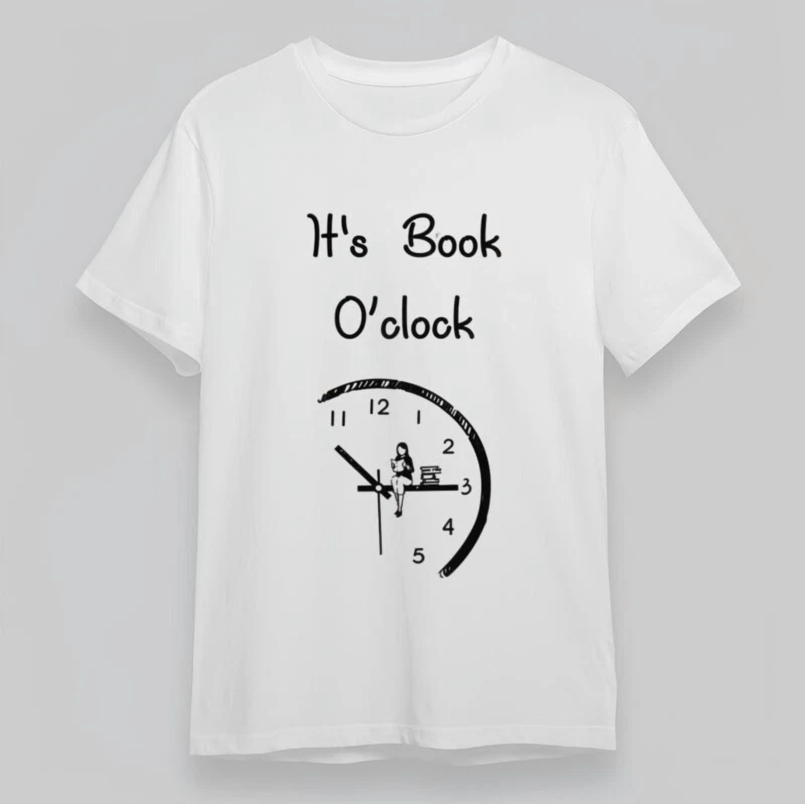 100% cotton tshirts men tee Women's Oversize Classic T-Shirt It's Book O’clock Clock Reading ...