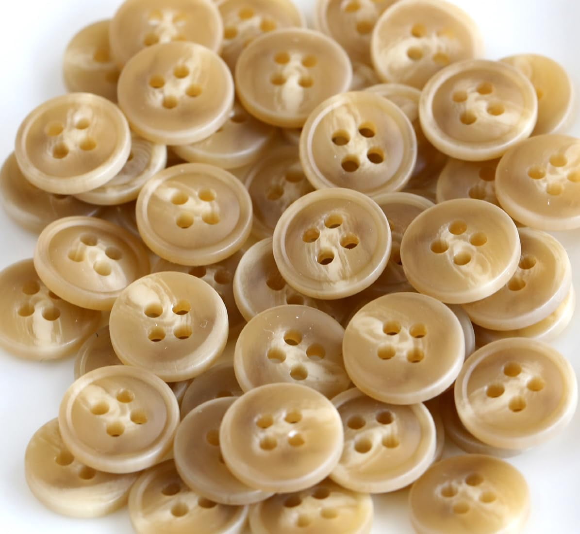 100 count 0.46 Inch(11.5mm) Small Size Round Buttons Light Brown Color ...