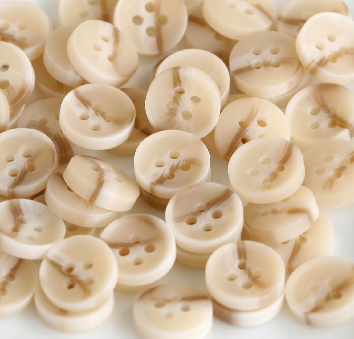 100 count 15/32 Inch(11.5mm) Small Size Round Buttons Beige Color 4 ...