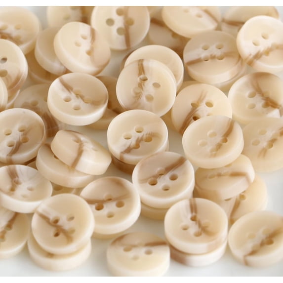 100 count 15/32 Inch(11.5mm) Small Size Round Buttons Beige Color 4 ...