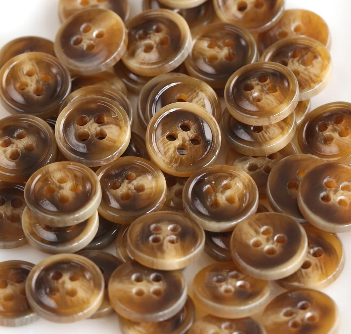 100 count 15/32 Inch(11.5mm) Small Size Round Buttons Shine Brown Color ...