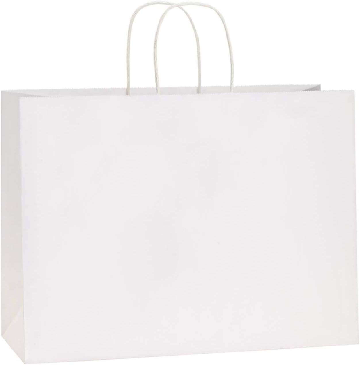 100 count 16x6x12 Inches Paper Bags with Handles Bulk, Large Shopping ...
