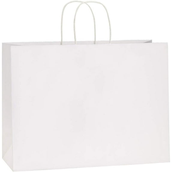 100 count 16x6x12 Inches Paper Bags with Handles Bulk, Large Shopping ...