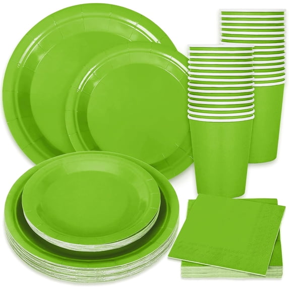 100 count Christmas Tableware Set Lime Disposable Dinnerware Set 50 ...