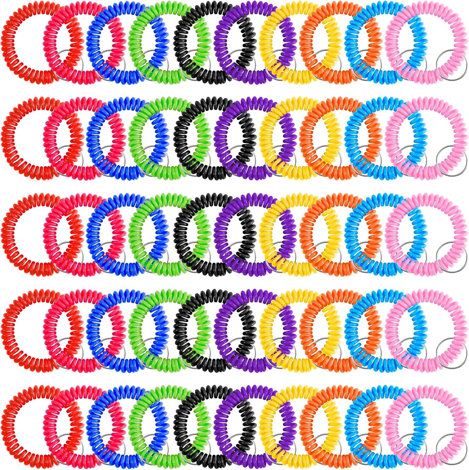 100 count Colorful Wrist Coil Bracelet,Stretchy Bracelet,Plastic Spiral ...