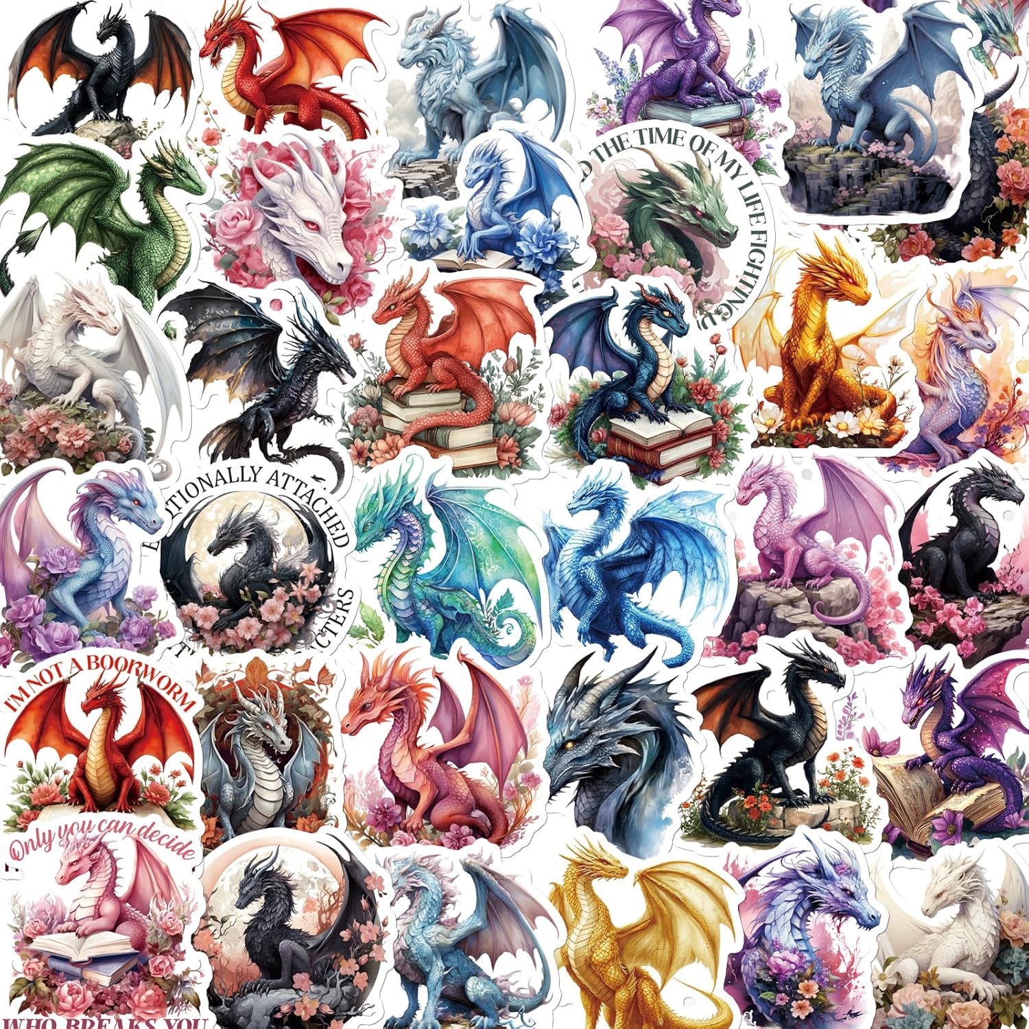 100 count Dragon Stickers, Magic Pterosaur Reading Book Stickers ...