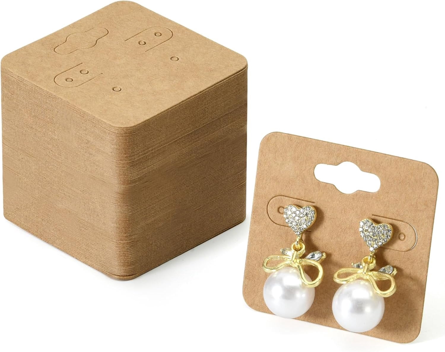 100 count Earring Cards, 2 Inch Brown Earring Display Cards, Blank ...