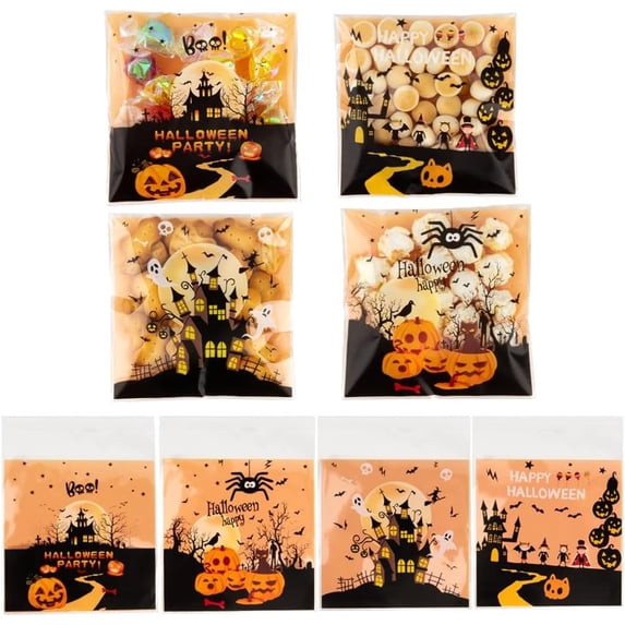 100 count Halloween Self-sealing Candy Bags(4x4 Inch) Trick or Ziplock ...