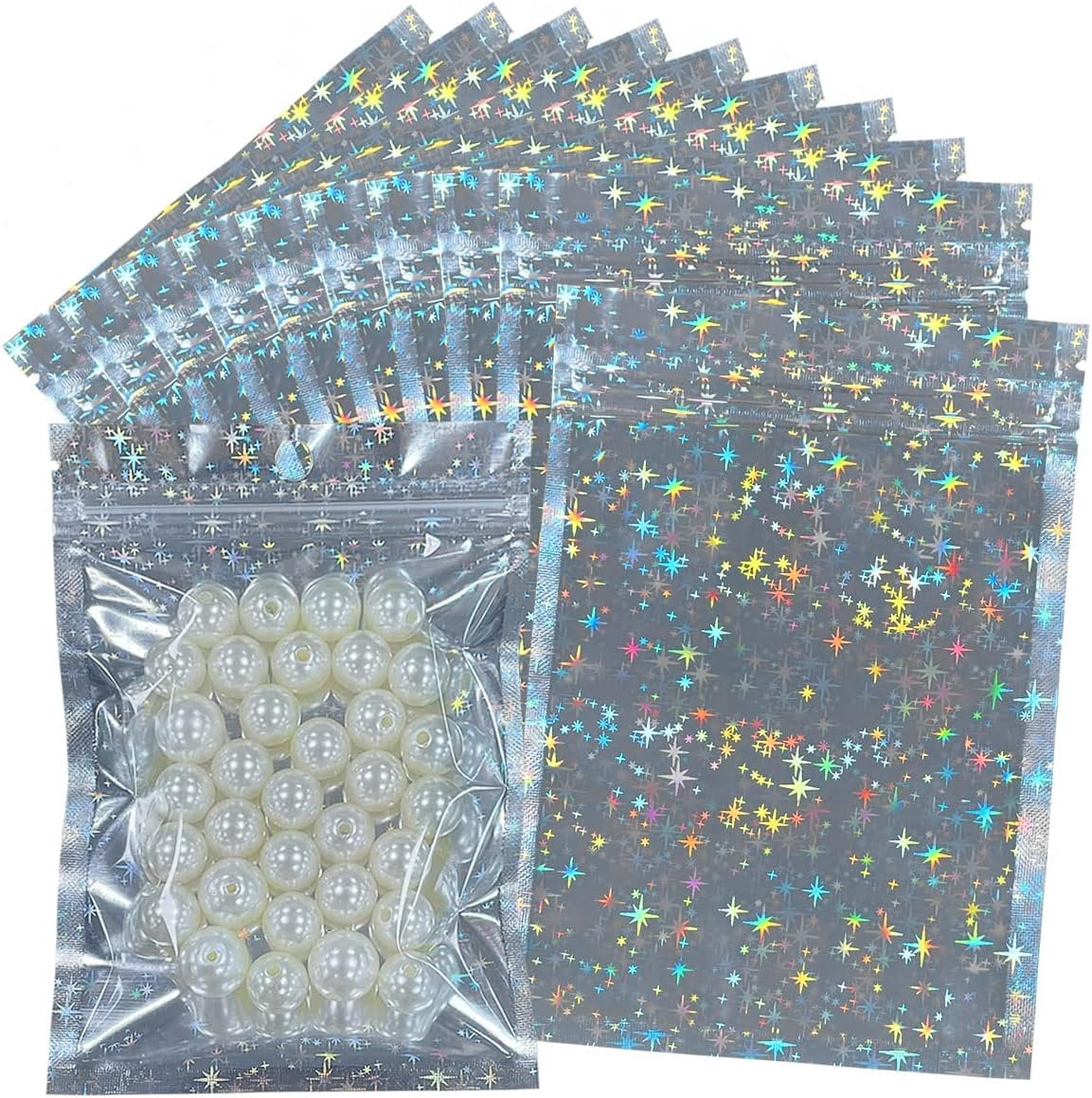 100 count Holographic Bags 4x6 inch, Mylar Sample Pouch Zip Foil ...