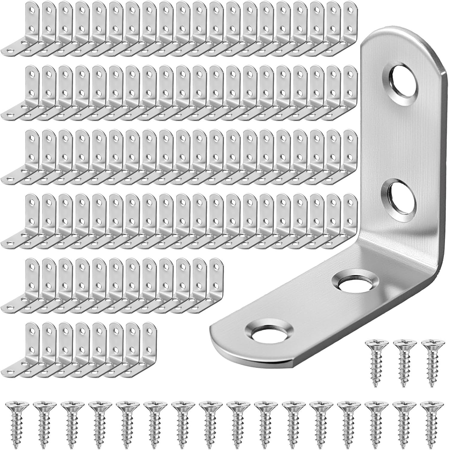 100 count L Shaped Bracket Corner Brace Stainless Steel Corner Bracket ...