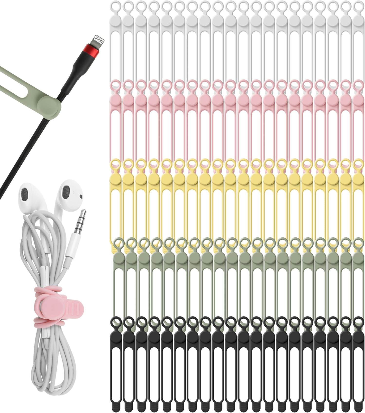 100 count Ties Cord Organizer for Bundling Earphone, Phone , Computer ...