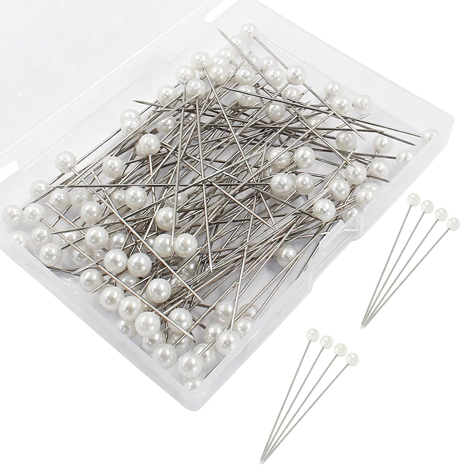 100 count White Corsage Boutonniere Pins, Round Straight Pins | Wedding ...