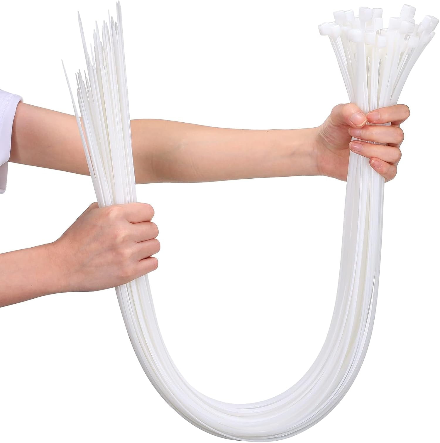 100 count Zip Ties , 24 Inch White Extra Long Ties, 175 lbs Self ...