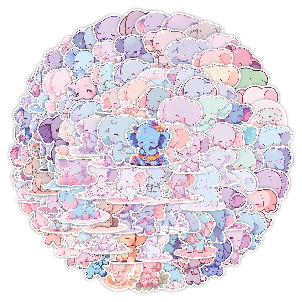 100 cute cartoon elephant graffiti stickers for children's DIY ...