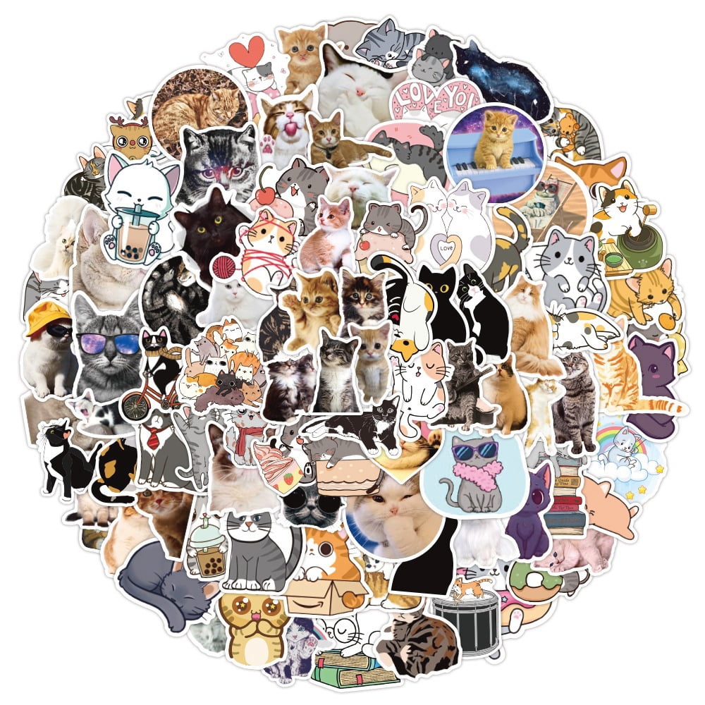 100 cute cat cartoon graffiti stickers for personalized decoration of ...