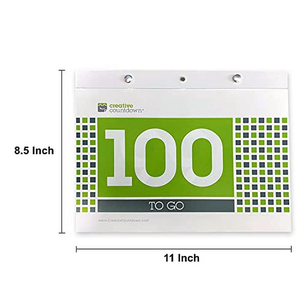 100 day Event, Goal and Occasion Count Down 8.5"x11.5" Green Square ...