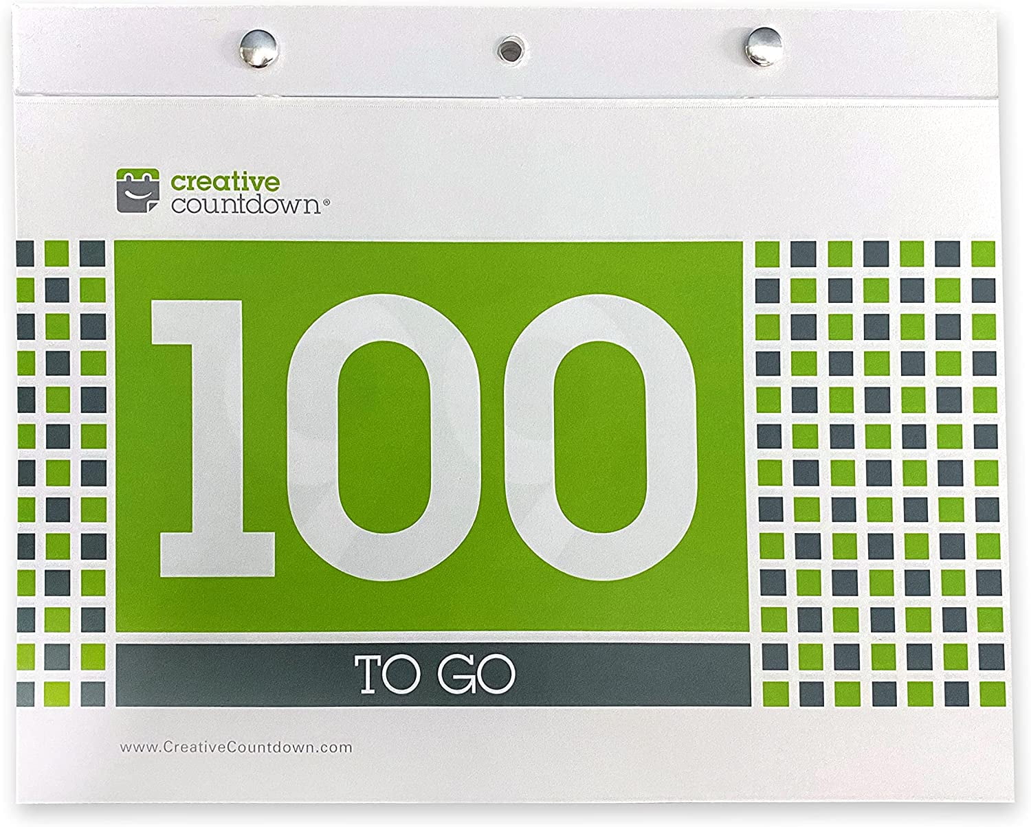 100 day Event, Goal and Occasion Count Down 8.5"x11.5" Green Square ...