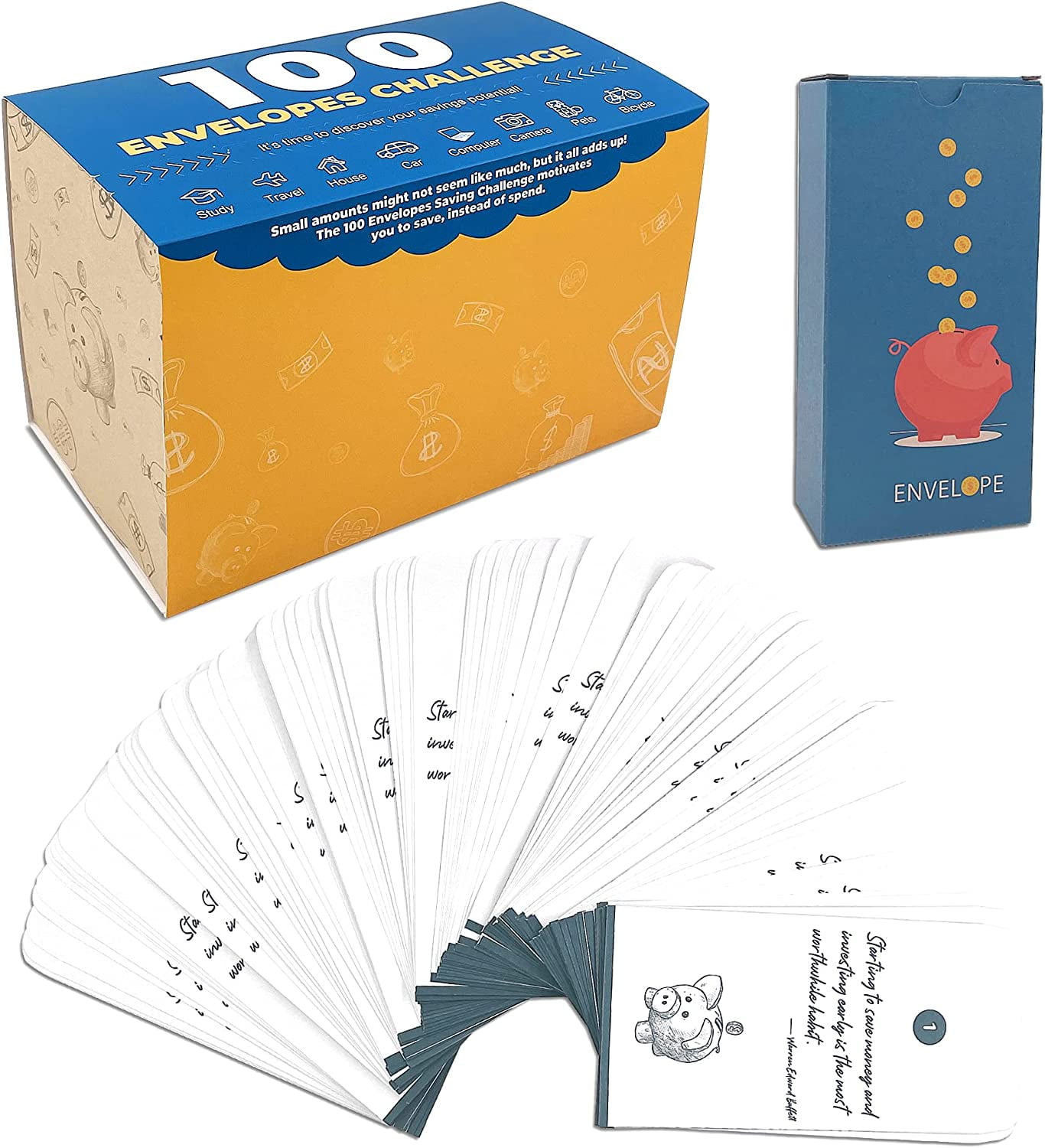 100 envelopes Money Saving Challenge Box kit Cash Saving, 100 Envelope ...