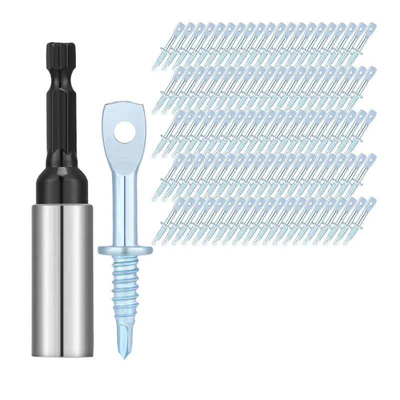 100 * eye shaped lag self drilling screw tips 1 * screwdriver-Silver ...