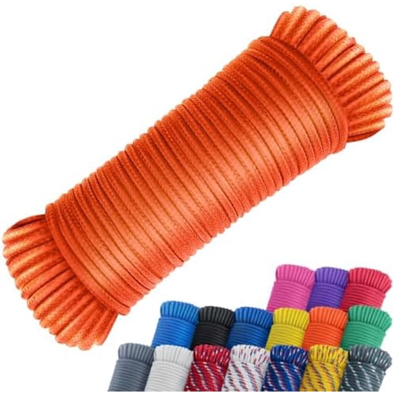 100 ft 1/4" Orange Polyester Rope (Comparable to Nylon Rope) Poly ...