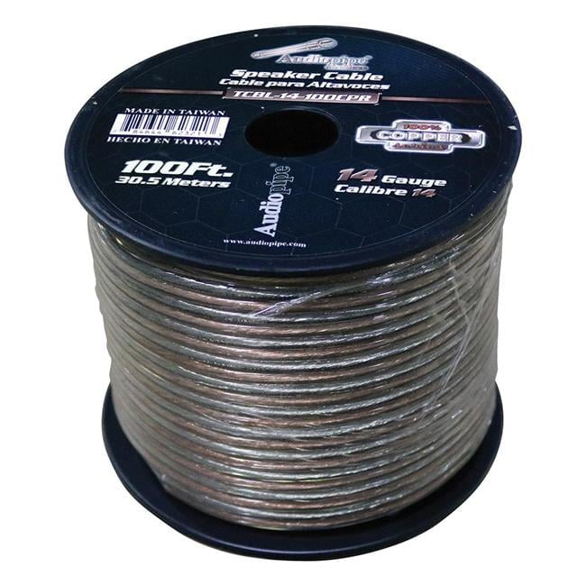 100 ft. 14 Gauge 100 Percent Copper Series Speaker Wire Roll - Clear ...
