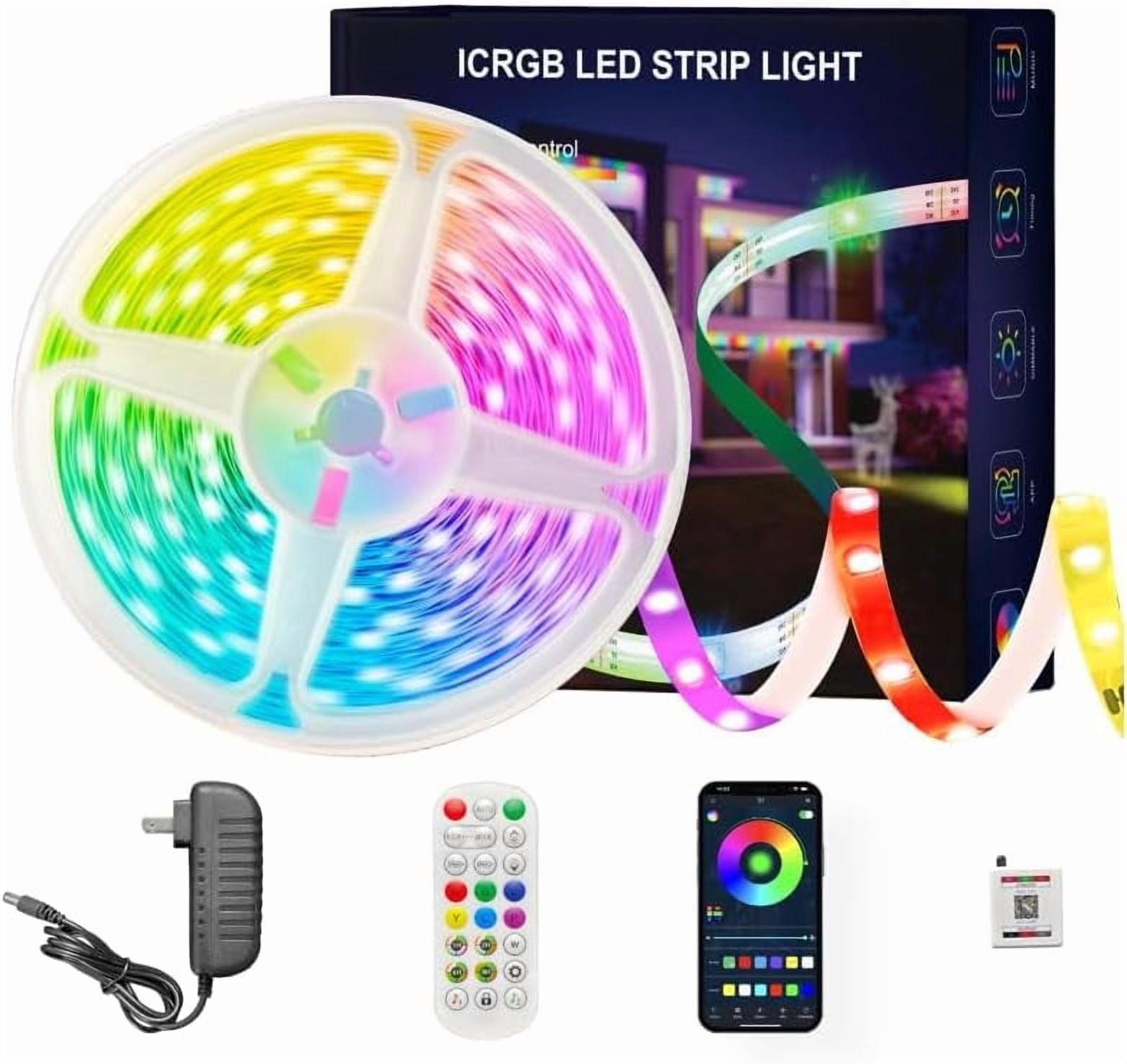 100 ft(2 Rolls of 50ft) IC+, Lights for ,Music Sync Color Changing ...