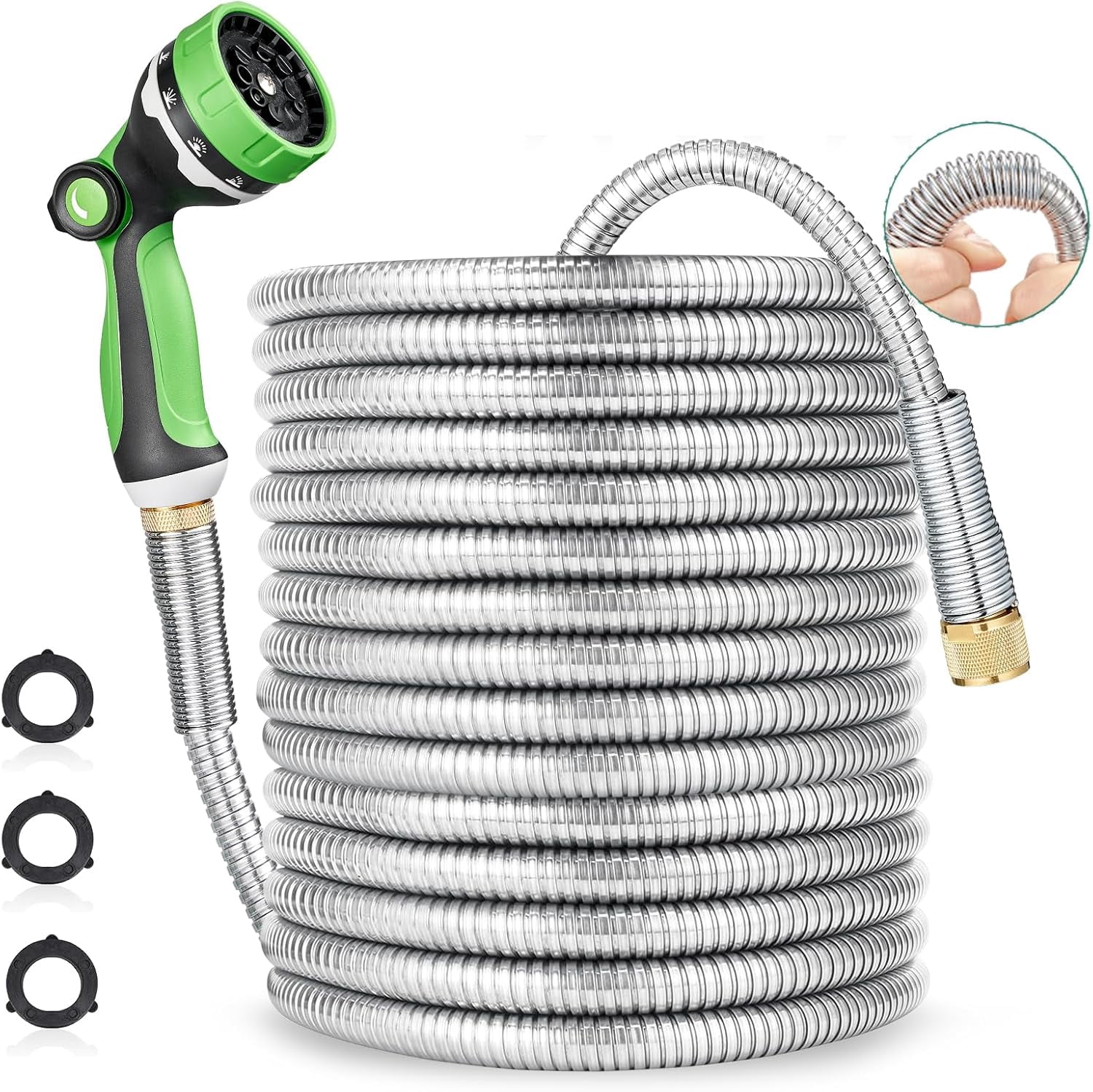 100 ft Leak-proof Stainless Steel Metal Garden Hose Set - Newly Premium ...