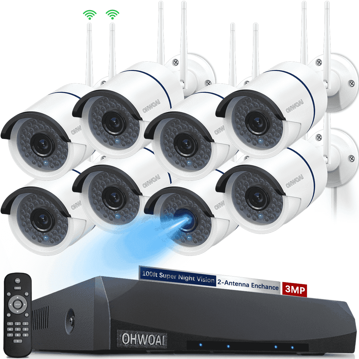 《100 ft Night Vision & Dual Antennas》OHWOAI 3MP Wireless Outdoor ...