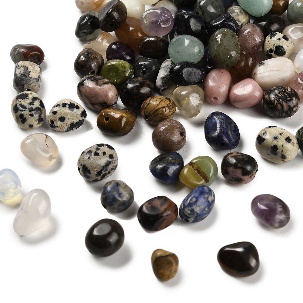 100 g Natural Mixed Gemstone Beads Tumbled Stone Nuggets Mixed Dyed and ...