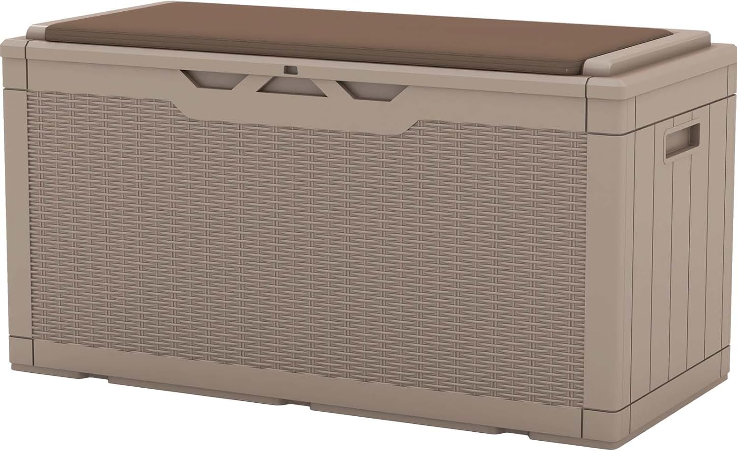 **100 gallon resin deck box with cushion, waterproof large outdoor ...