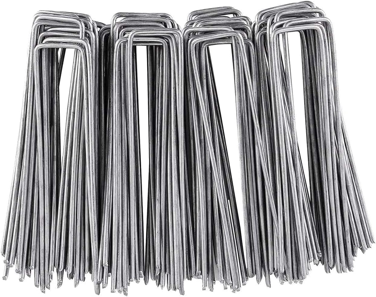 100 galvanized U-shaped garden stakes, suitable for gardens, coverings ...