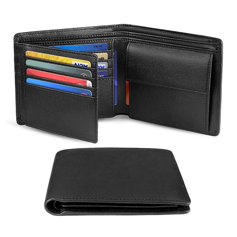 100% genuine leather rfid blocking slim trifold men wallets with coin ...