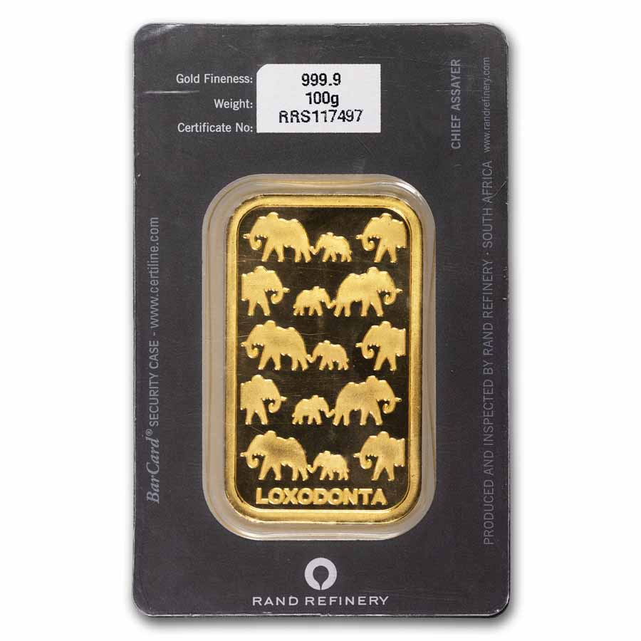 100 gram Gold Bar - Rand Elephant Loxodonta (In Assay) - Walmart.com