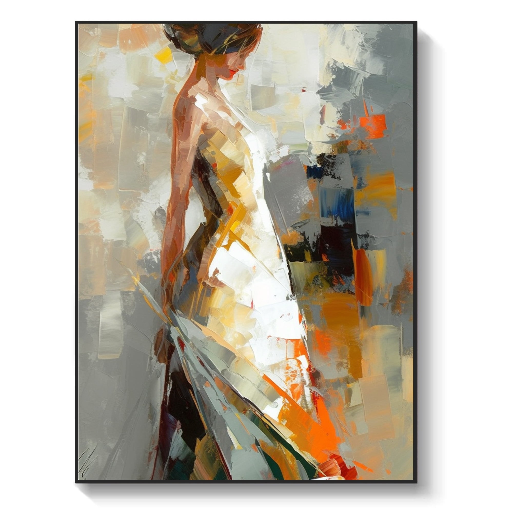 100% handmade abstract figure female oil painting, original abstract ...