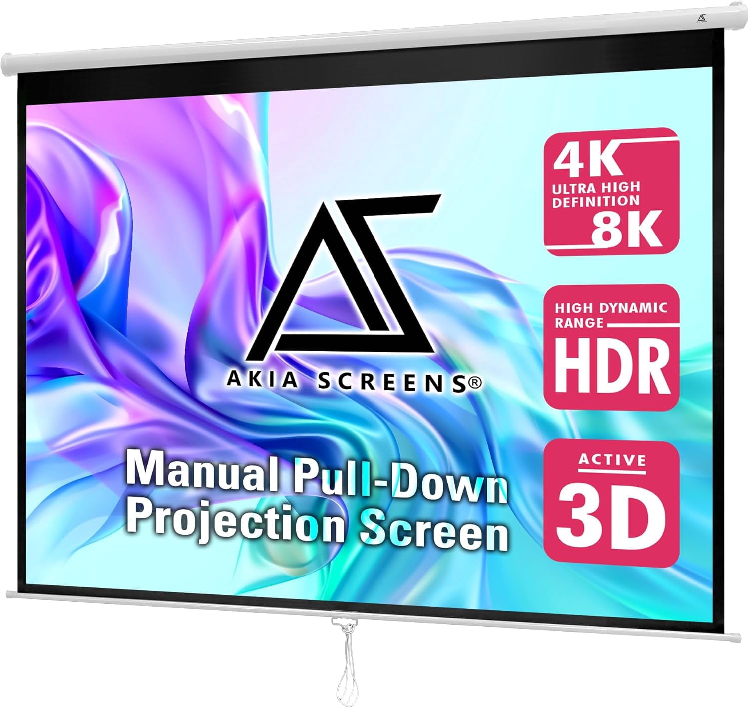 100 inch Projector Screen Pull Down Manual B 4:3 or 92" 16:9, 95" 16:10 ...